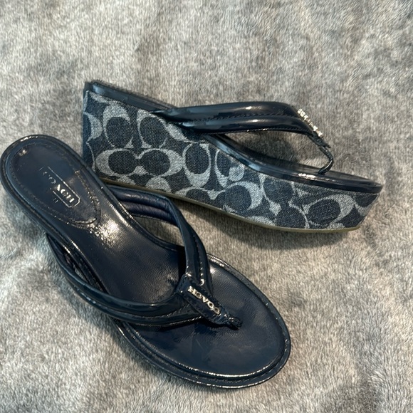 Coach | Shoes | Coach Sandals Flip Flop Aka Slippahs Blue | Poshmark